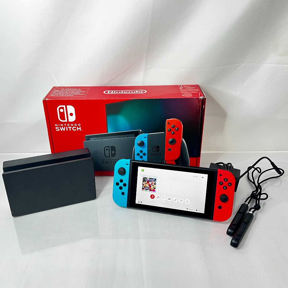 NINTENDO SWITCH V2 MOD. HAC-001-01 WITH JOYCONS, DOCK, CHARGER AND BOX ...